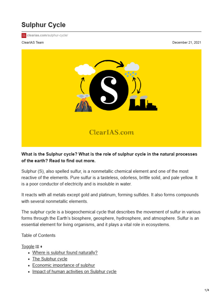 Clearias.com Sulphur Cycle | PDF