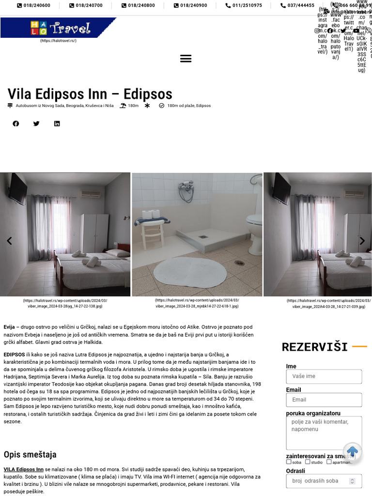 Vila Edipsos Inn - Edipsos - Halo Travel | PDF