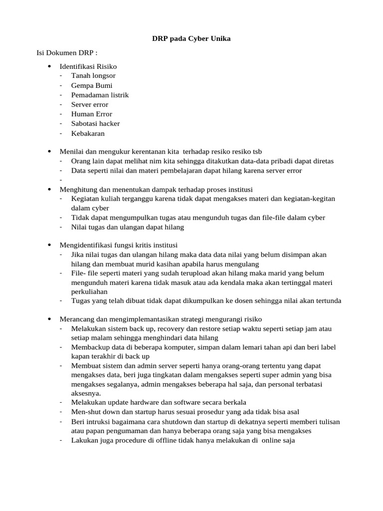 DRP Pada Cyber Unika | PDF