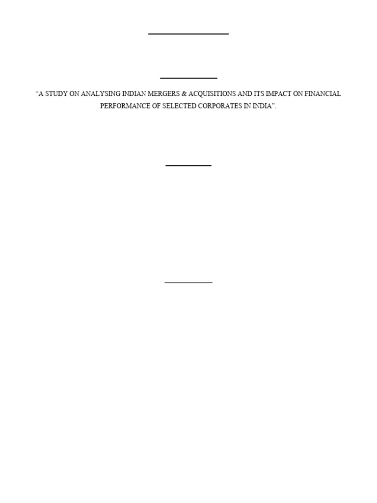 Synopsis - Delnaz Dastoor - 509497 | PDF | Mergers And Acquisitions ...
