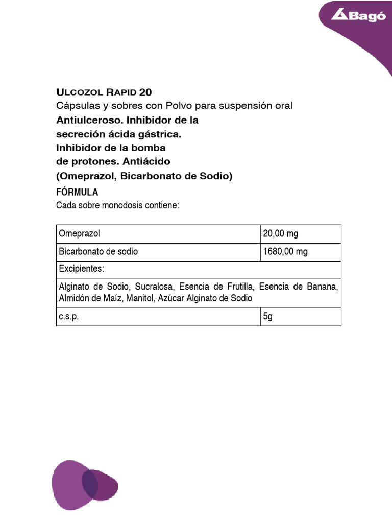 Ulcozol Rapid 20: Uso y Dosificación | PDF | Medicina CLINICA ...
