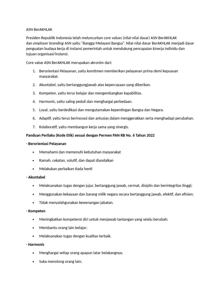 ASN BerAKHLAK | PDF