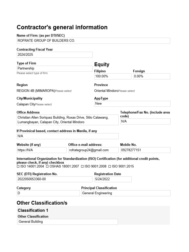 Contractors General Information 122362 | PDF