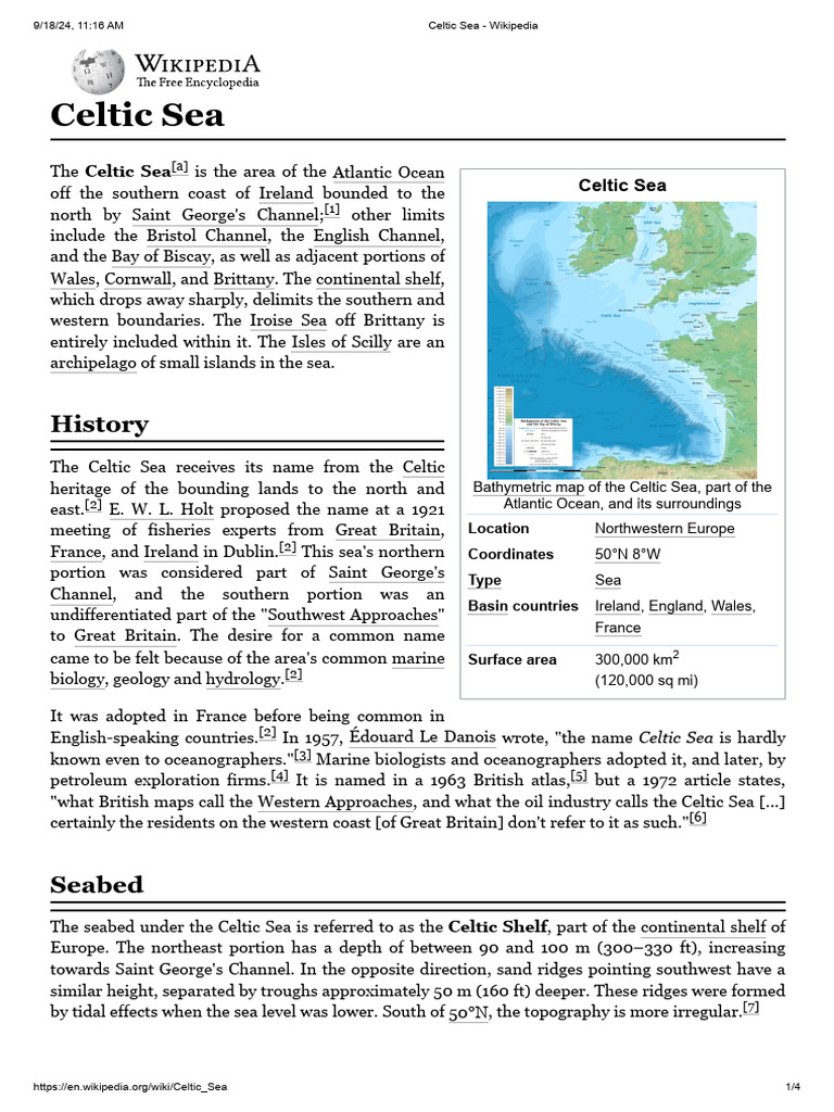 Celtic Sea - Wikipedia | PDF