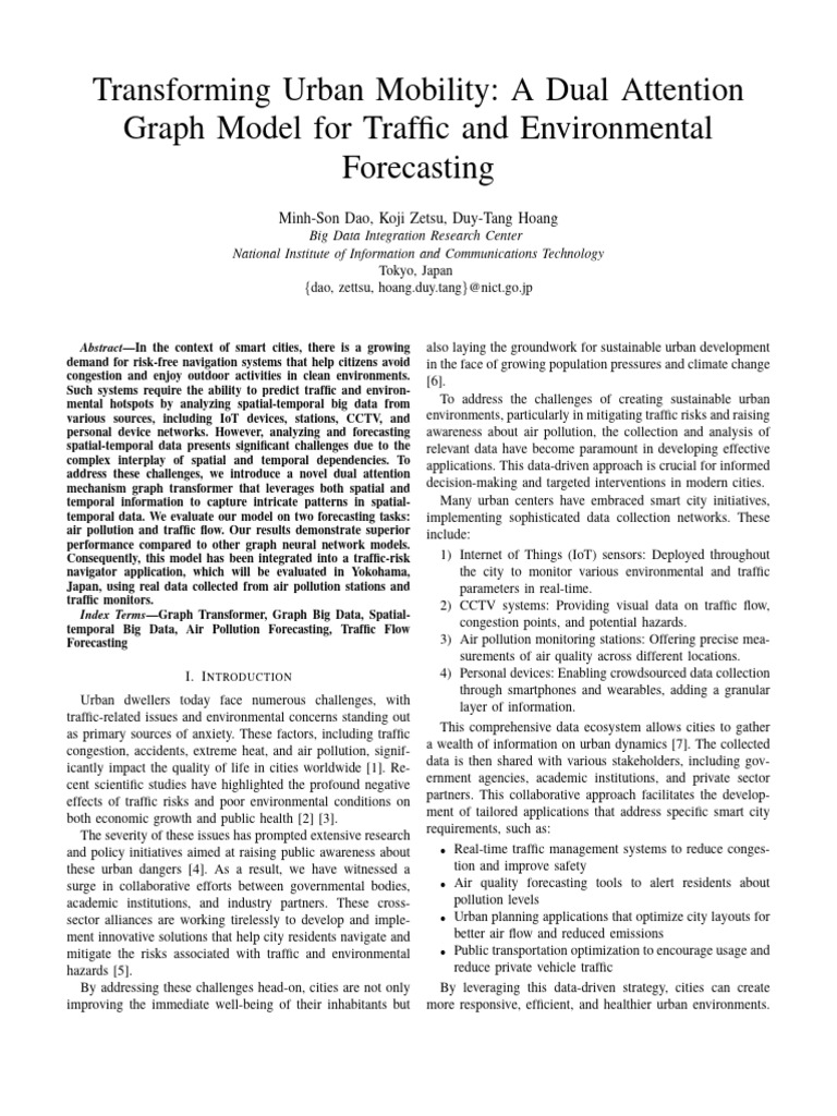Transforming Urban Mobility A Dual Attention Graph Model For Traffic And Environmental