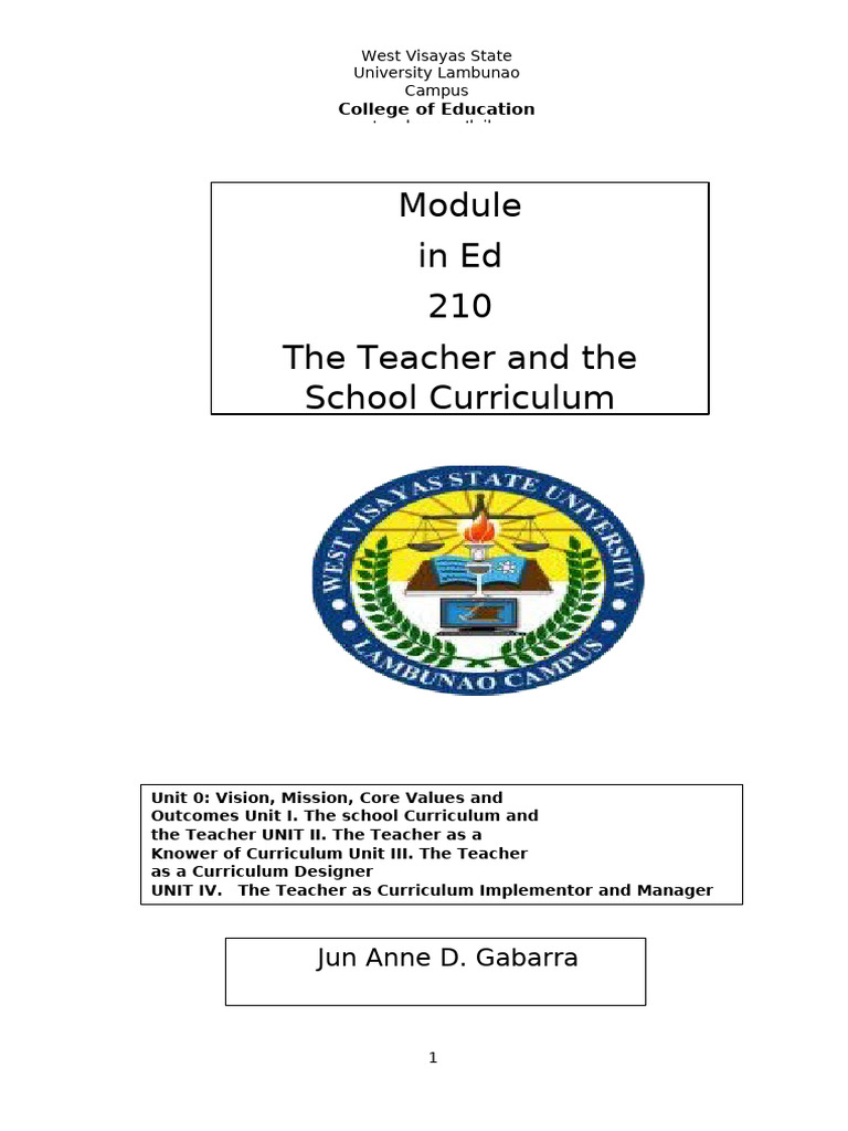 Ed210 The Teacher and The School Curriculum Unit 0 4 PDF Free???? | PDF ...