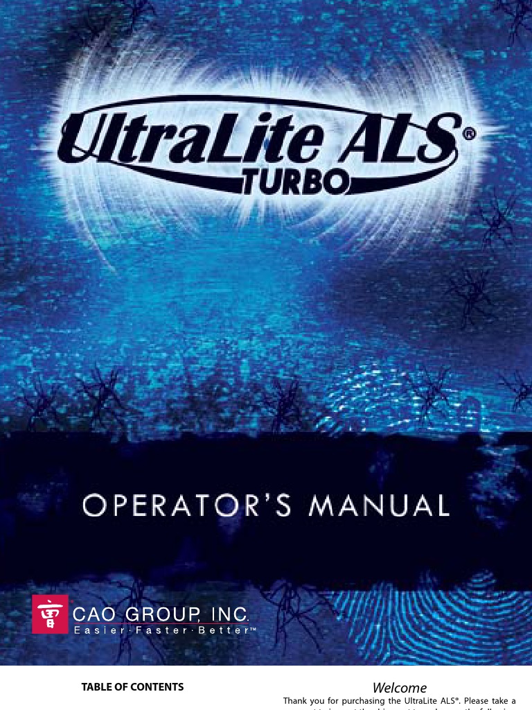 UltraLite-ALS Operators Manual 2011 - CAO Group, Inc. | PDF | Battery ...