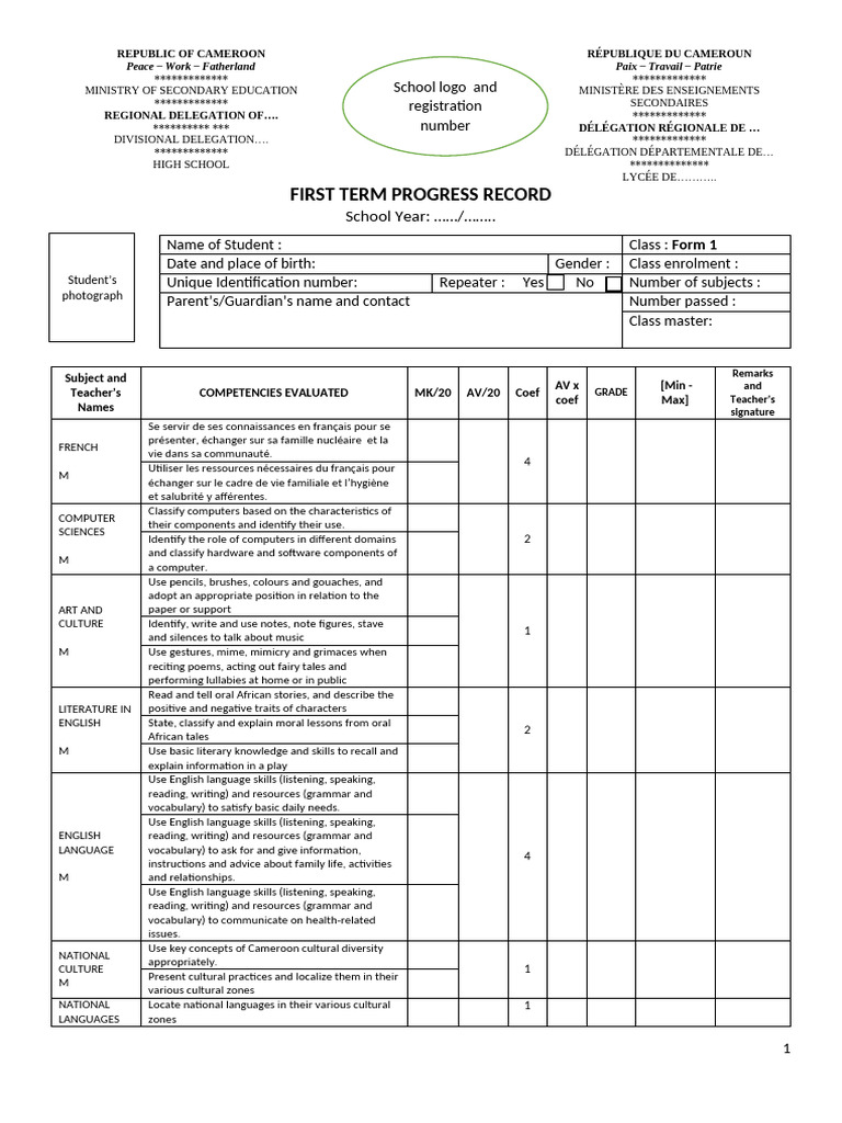 REPORT BOOKLET CBA Form 1 | PDF | Chemistry | Quantity