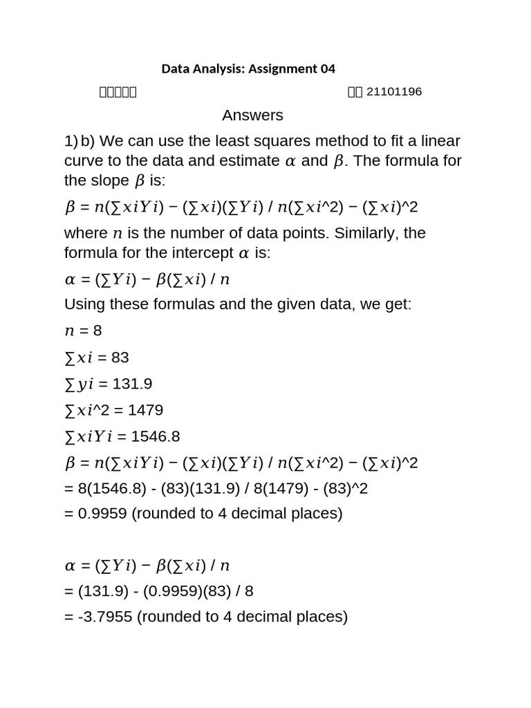 Data Analysis: Assignment 04 | PDF