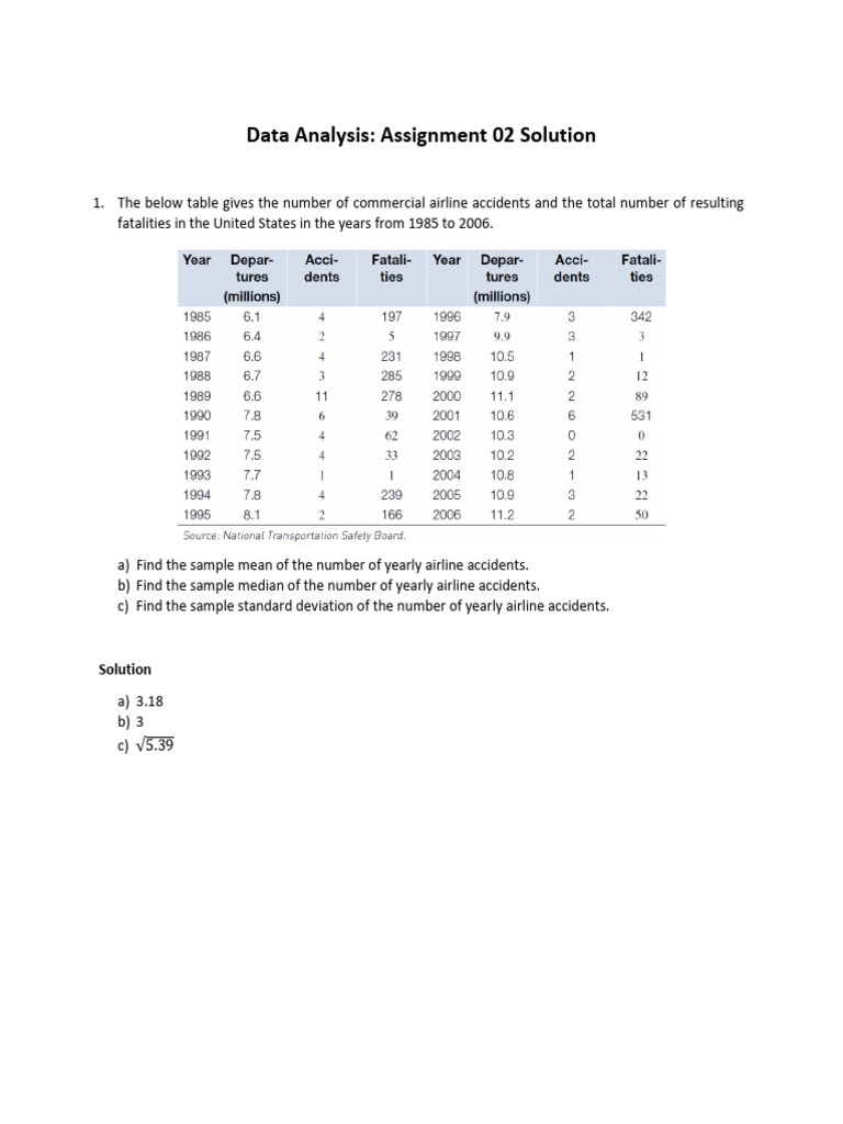 DataAnalysis Assignment02 Solution v002 | PDF