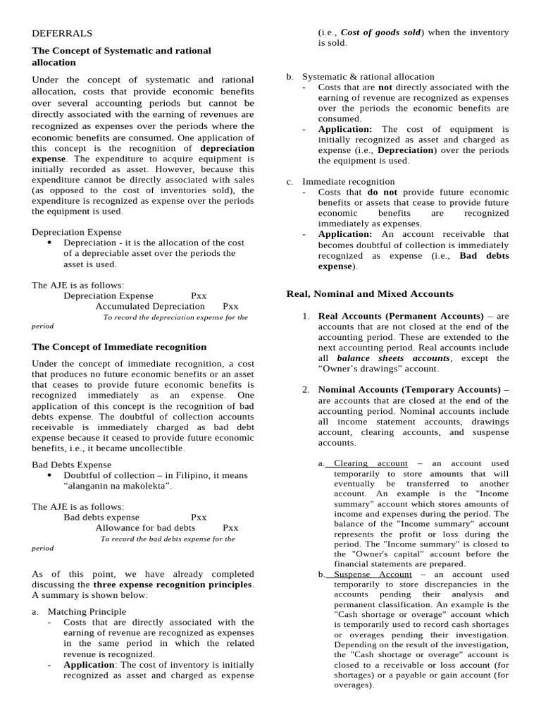 DEFERRALS SUMMARY | PDF
