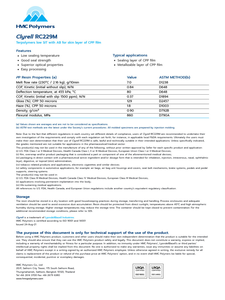Clyrell RC229M | PDF