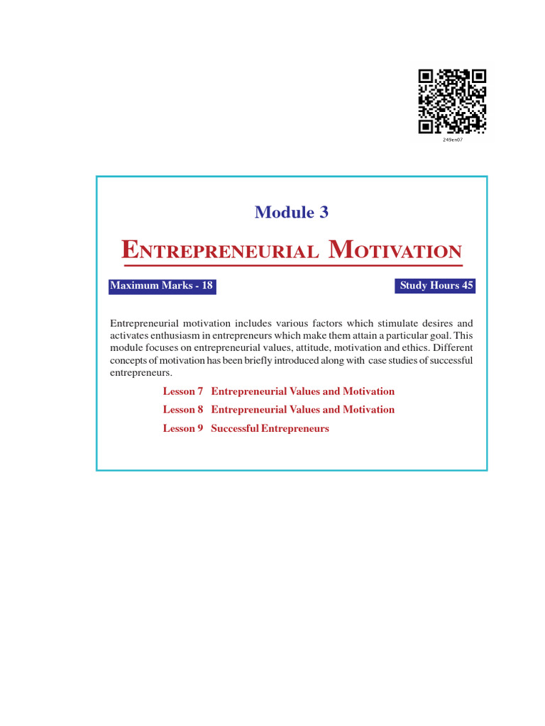 2.4 Entrepreneurship Motiovation | PDF | Entrepreneurship | Motivational