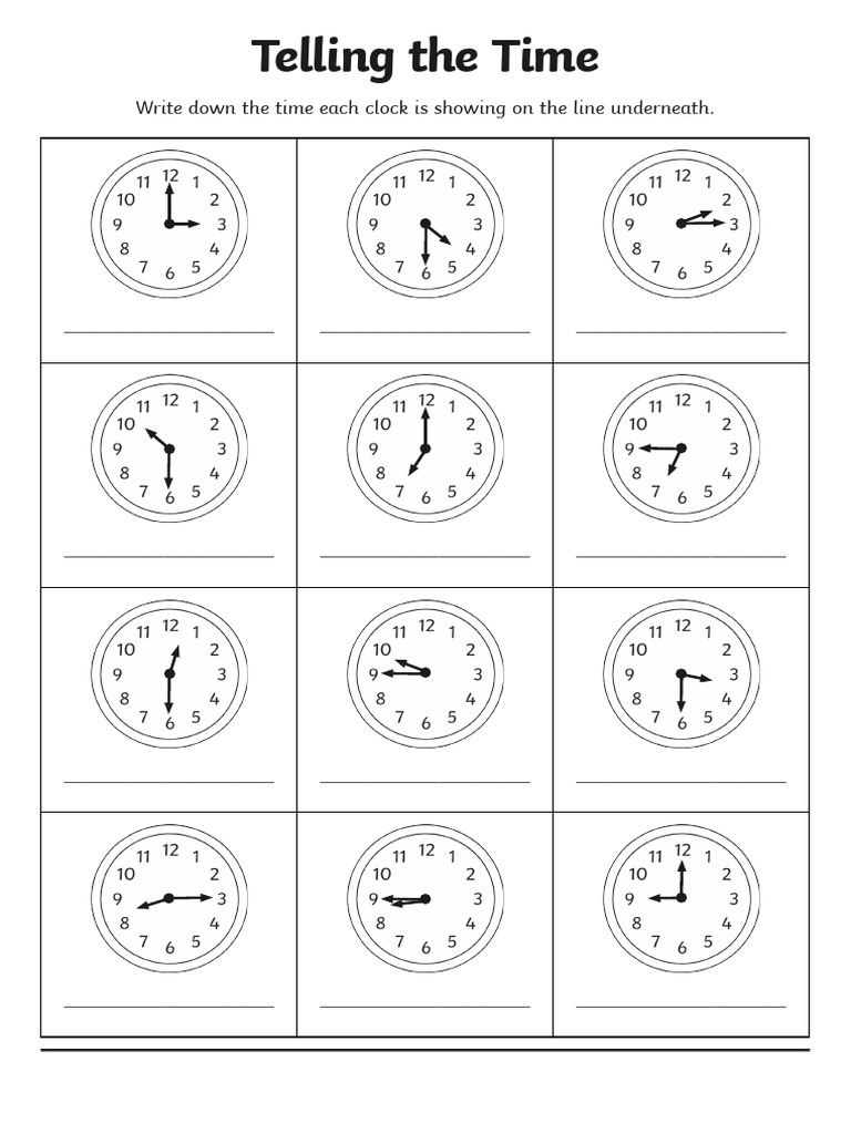 T N 5083 Oclock Half Past and Quarter Past To Times Activity Sheet Ver ...