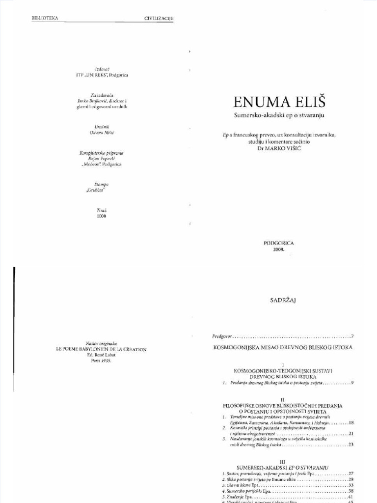 Enuma Elis Sumersko Akadski Ep o Stvaran | PDF