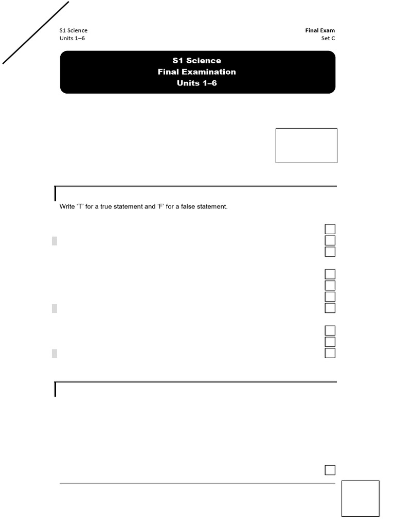 Scicent Final Exam S1 Set C Final R e | PDF