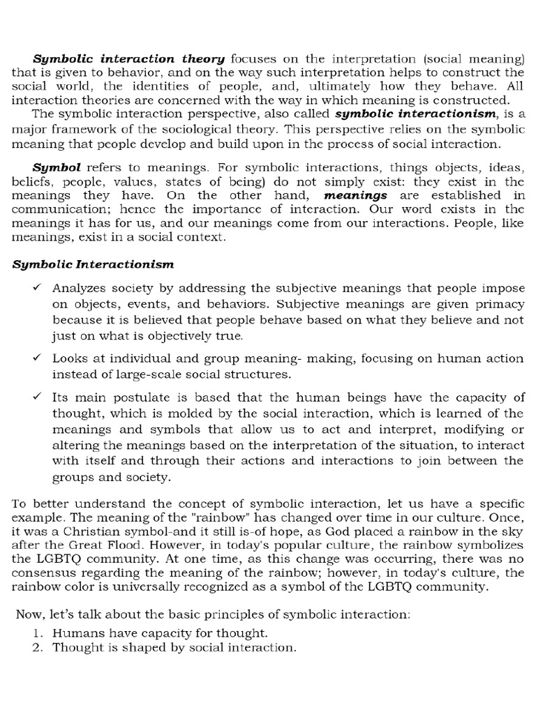 Symbolic Interactionism | PDF