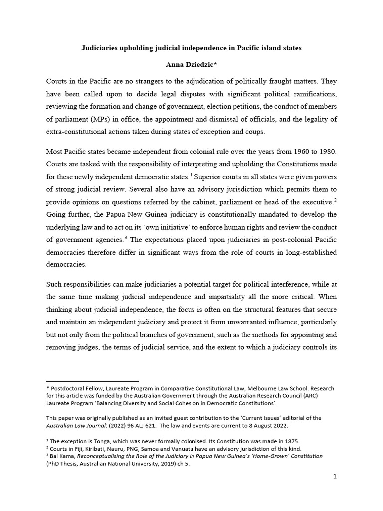 Judiciaries Upholding Judicial Independence in Pacific Island States ...