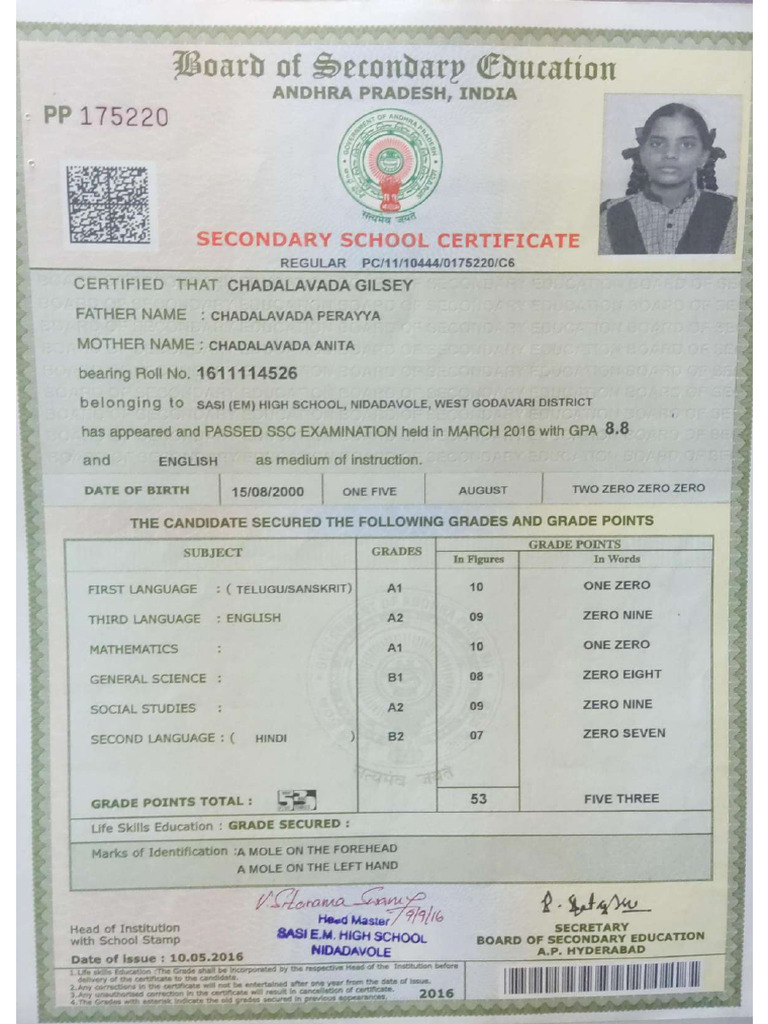 10th Mark Sheet | PDF