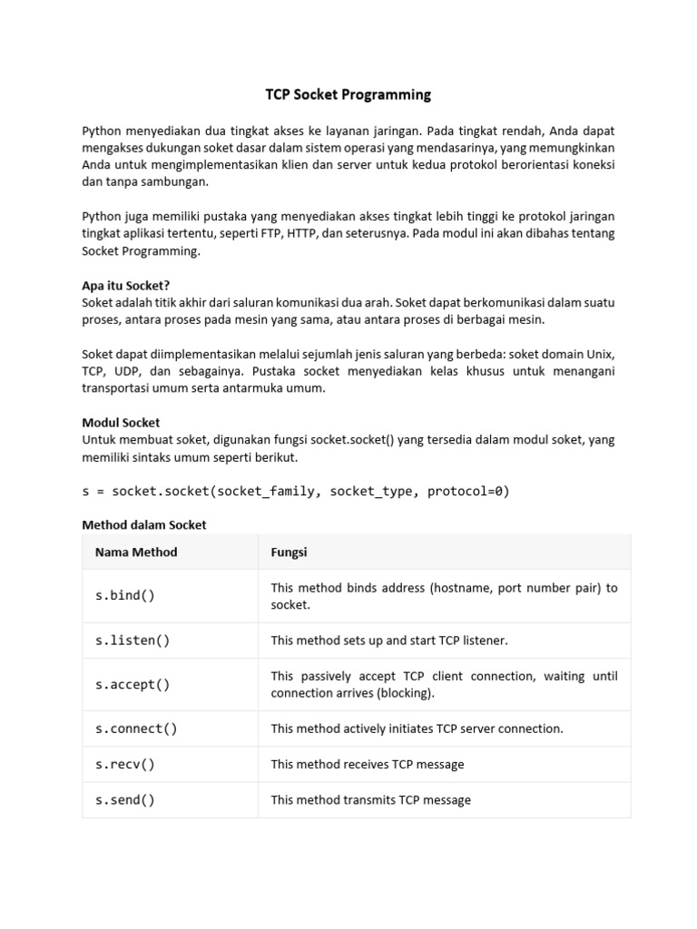 Modul TCP Socket Programming | PDF
