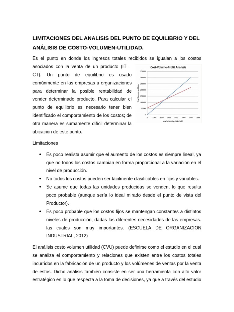 Limitaciones Del Analisis Del Punto de Equilibrio y Del Análisis de Costo | PDF