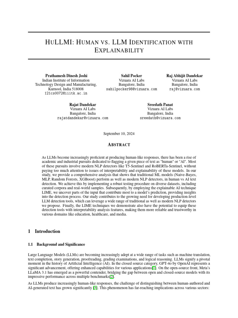 HULLMI: HUMAN VS. LLM IDENTIFICATION WITH EXPLAINABILITY | PDF HULLMI: HUMAN VS. LLM IDENTIFICATION WITH EXPLAINABILITY | PDF