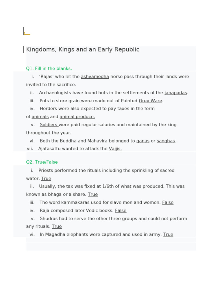 Kingdoms Kings and Er Grade 6 Worksheet 1 | PDF