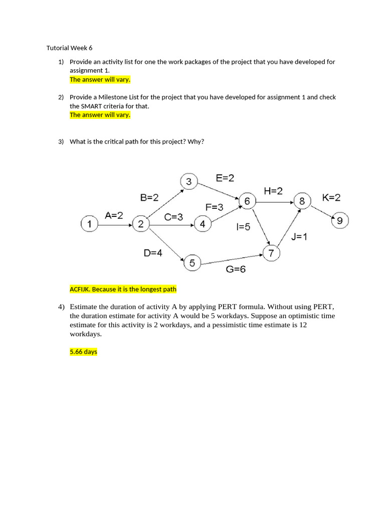 Tutorial Week 6 - Answers | PDF