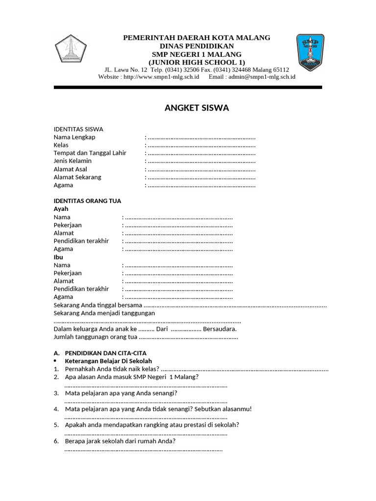 Angket Siswa | PDF