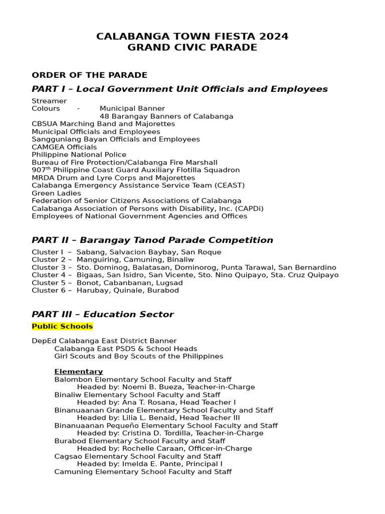 Order of Parade CIVIC PARADE 3 | PDF