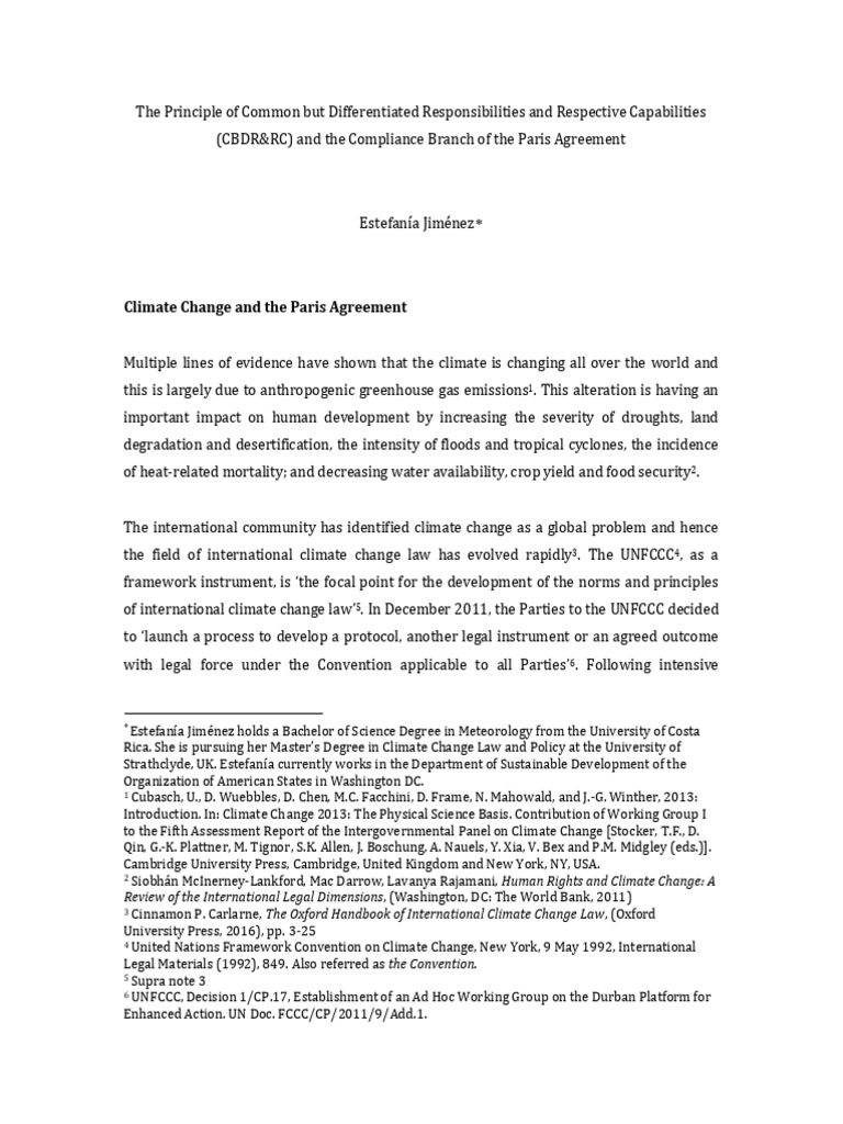 The Principle of Common But Differentiated Responsibilities and ...