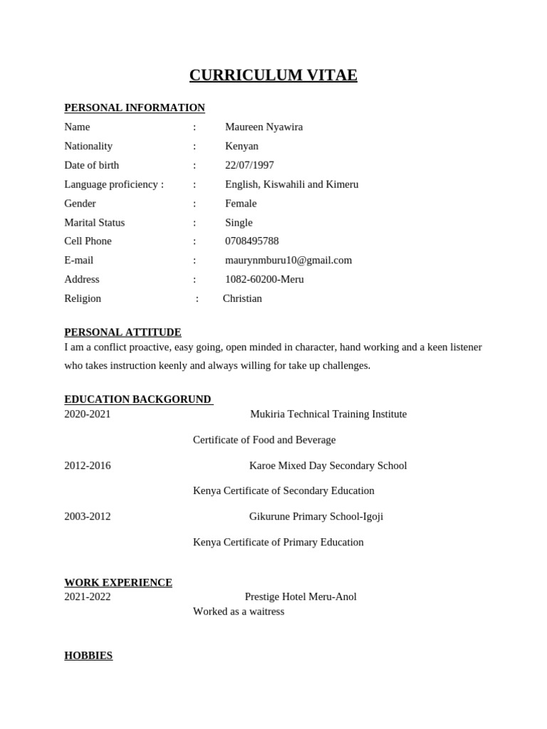 Maureen Cv | PDF