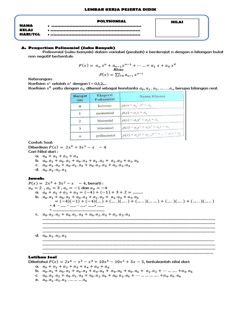 LKPD Polinomial | PDF