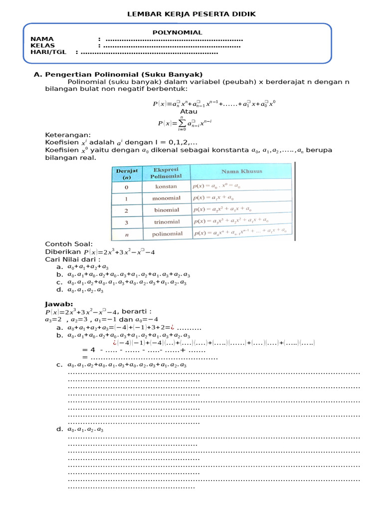 LKPD Polinomial | PDF
