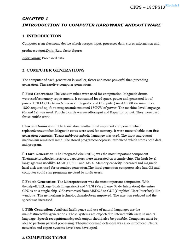 Notes Module 1 | PDF