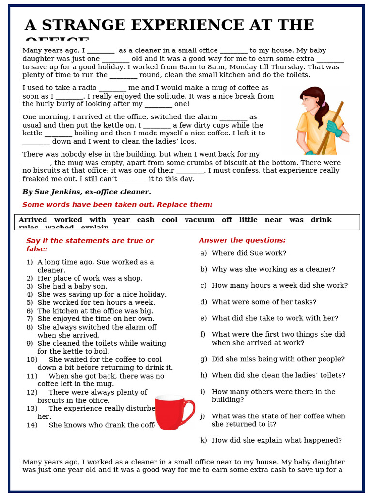 A Strange Experience Reading Comprehension Exercises - 119313 | PDF