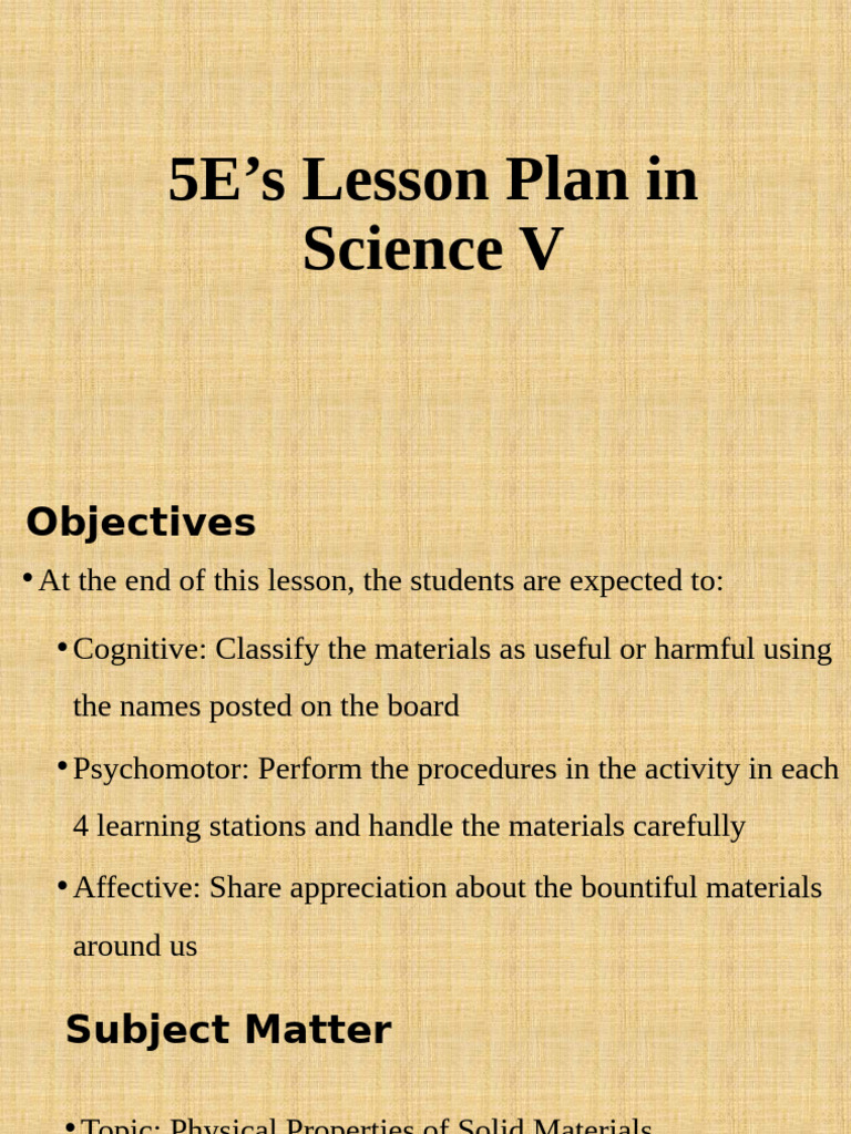 5e's Lesson Plan in Science IV | PDF