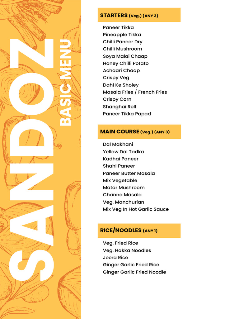 Sandoz Basic Menu | PDF