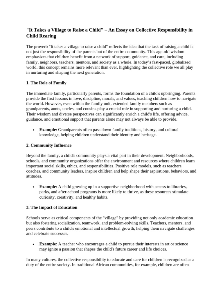 It Takes A Village To Raise A Child | PDF | Mentorship | Family