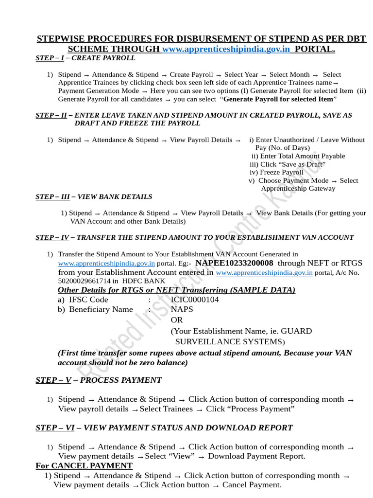 User Guide For DBT Stipend Disbursement Process Through Portal | PDF