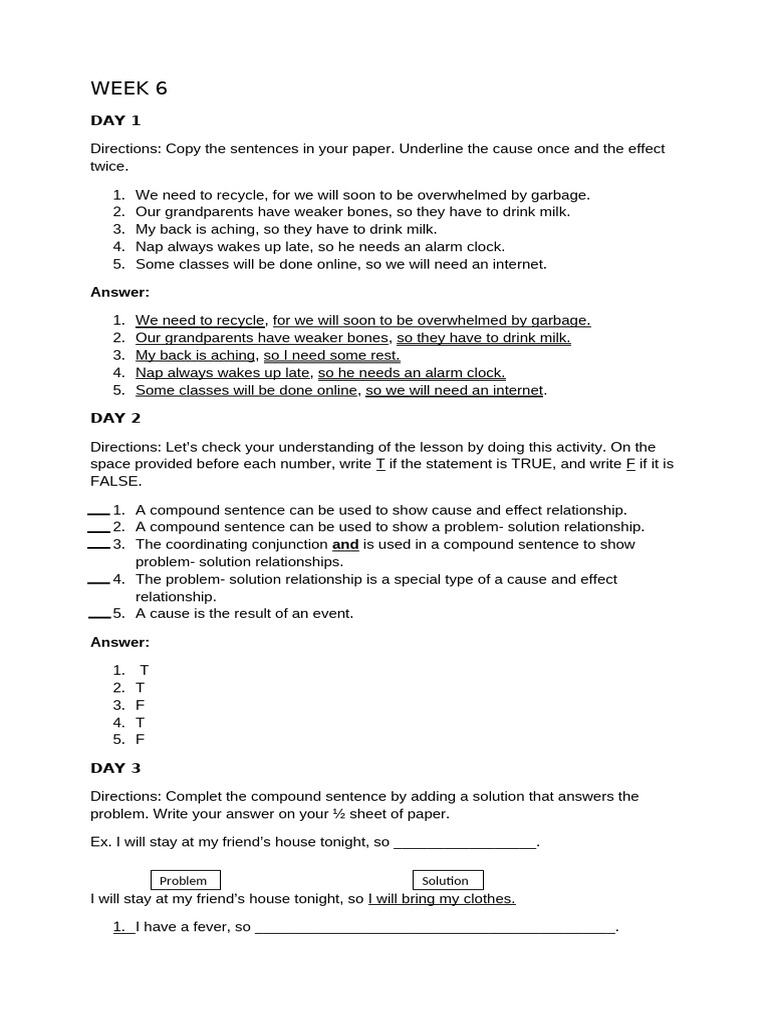 English Week 6 1-5 | PDF