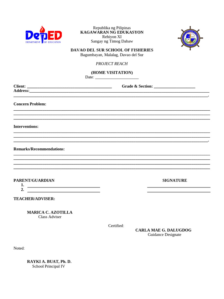 home visit form | PDF