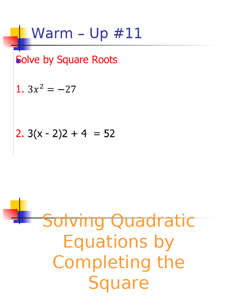 Day 5 - NOTES Completing The Square | PDF