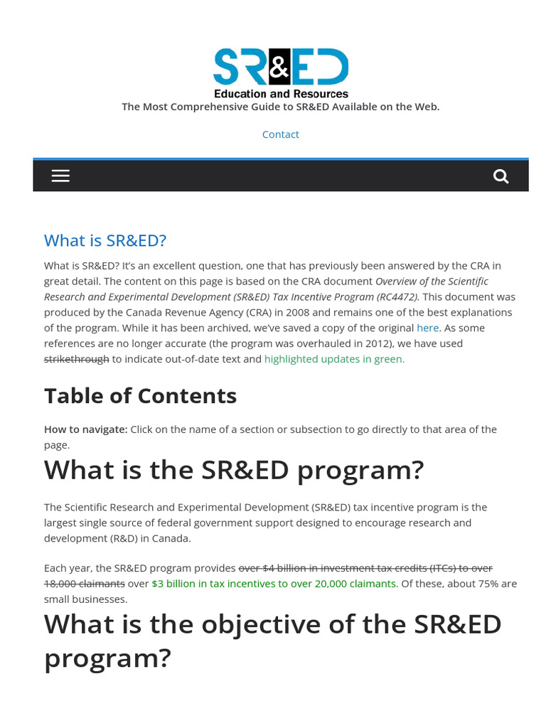 WWW Sreducation CA Sred Basics | PDF