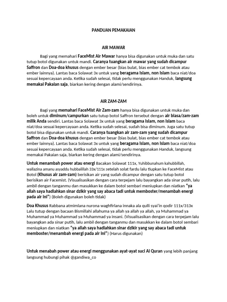 Panduan Pemakaian | PDF