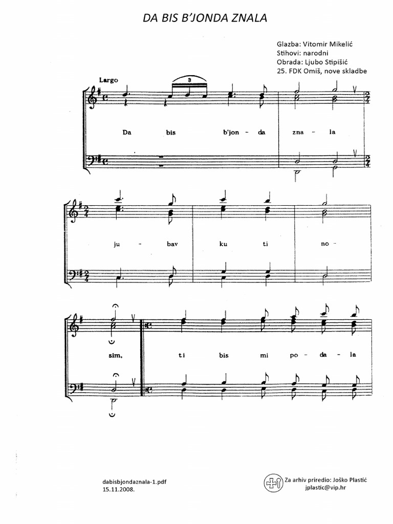 Da Bis Bjonda Znala - Note Za Klapu | PDF