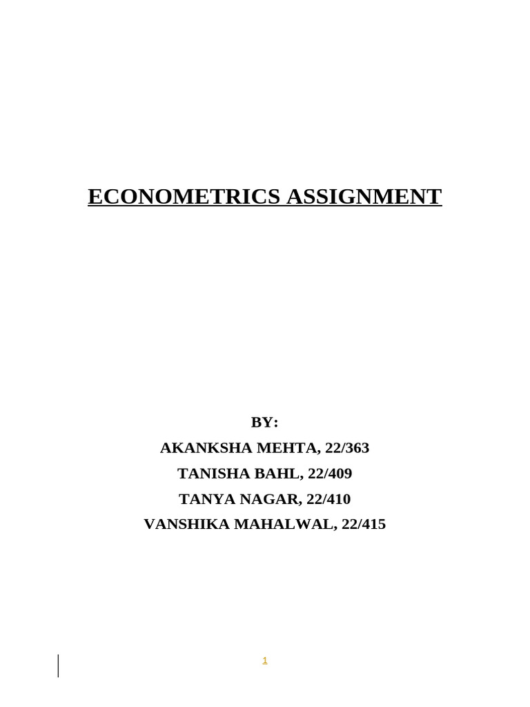 Econometrics Assignment | PDF