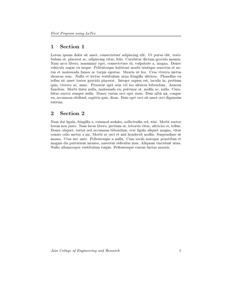 1 Section 1: First Program Using Latex | PDF