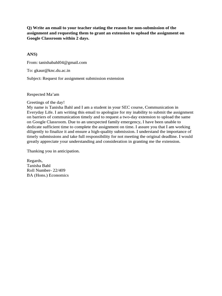 Submission Extension Email | PDF