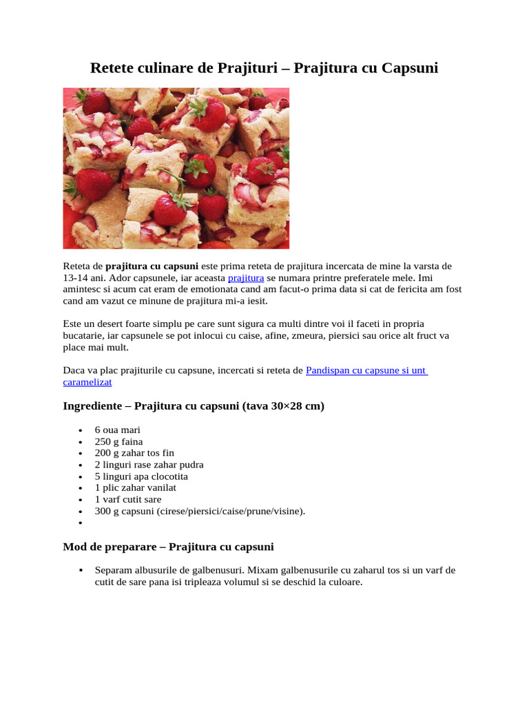 Prajitura Cu Capsuni | PDF